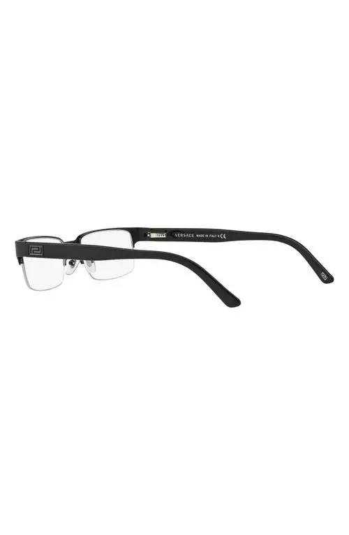 Versace 53mm Rectangle Half-rim Eyeglasses - Matte Black