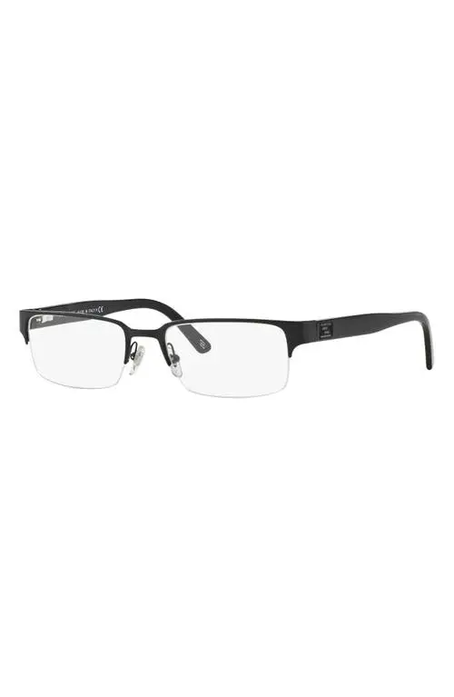 Versace 53mm Rectangle Half-rim Eyeglasses - Matte Black