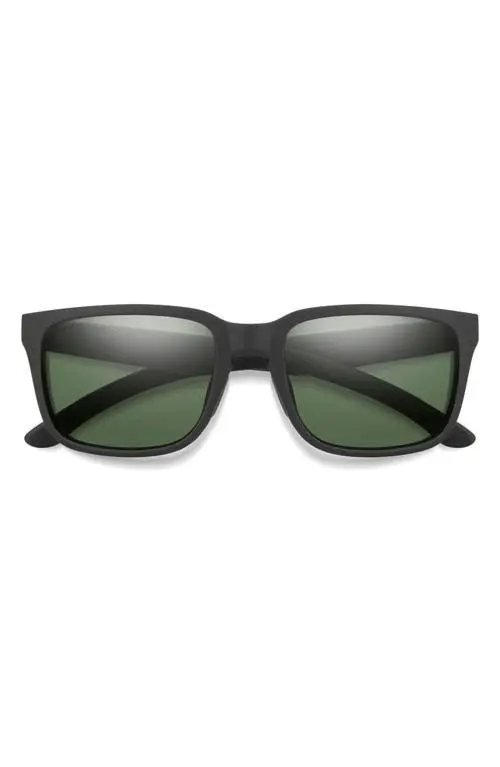 SMITH Headliner 55mm Rectangle Sunglasses - Matte Black/ Gray Green