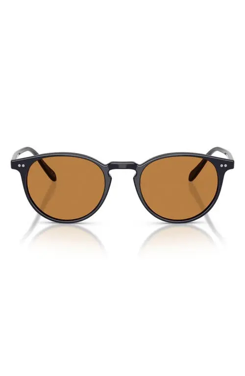 Oliver Spencer Riley 49mm Round Sunglasses - Hanada Indigo/cognac