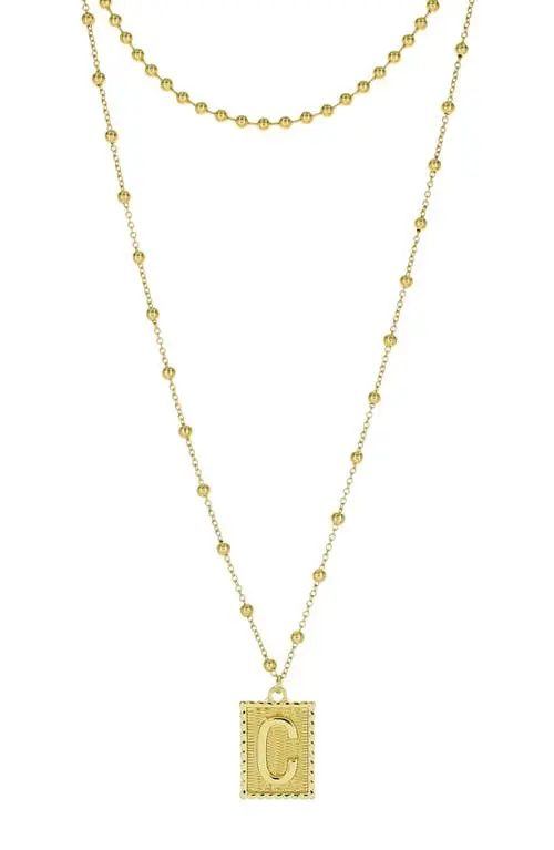 PANACEA Initial Layered Pendant Necklace - Gold - C