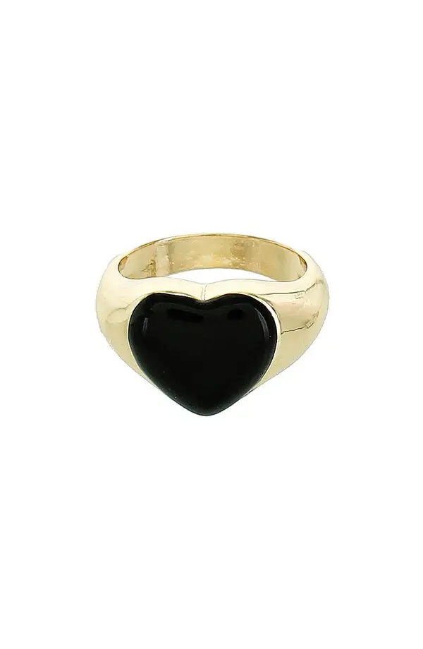 PANACEA Enamel Heart Ring - Black