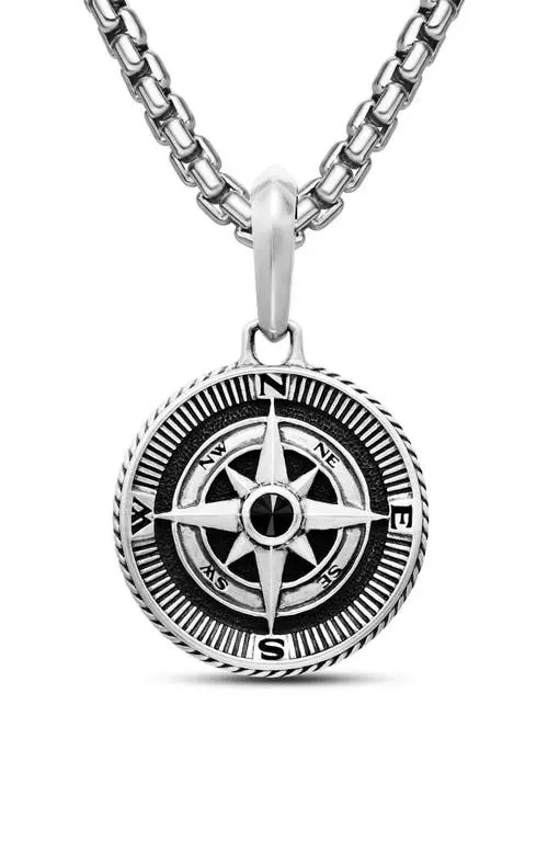 David Yurman Maritime Compass Amulet With Black Diamond - Silver/black Diamond