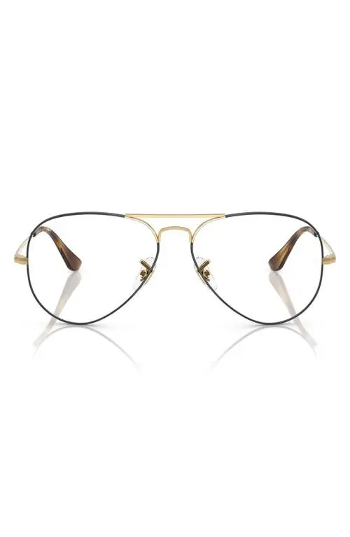 Ray-ban 55mm Aviator Eyeglasses - Gold Havana