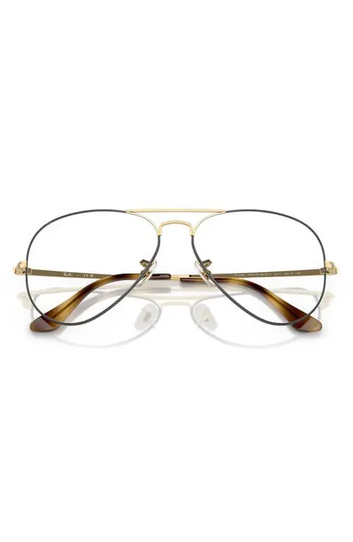 Ray-ban 55mm Aviator Eyeglasses - Gold Havana
