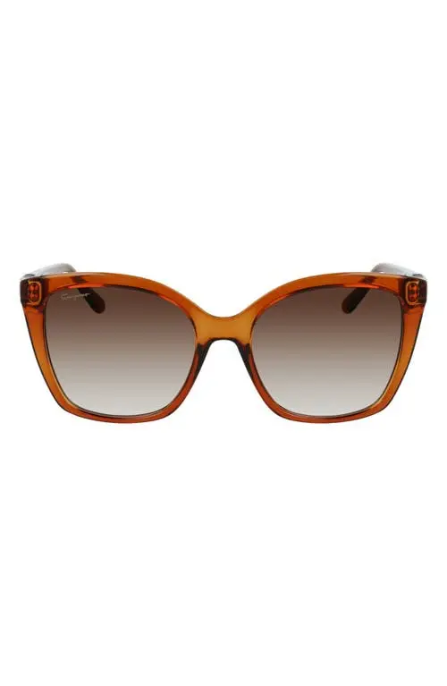 FERRAGAMO Gancini Rectangular Sunglasses - Crystal Caramel
