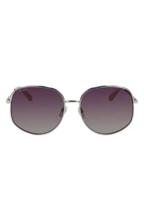FERRAGAMO 61mm Oversized Sunglasses - Gold/ivory