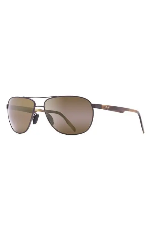 Maui Jim Castles Polarizedplus2 61mm Aviator Sunglasses - Matte Chocolate