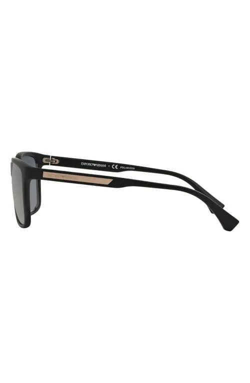 Emporio Armani 56mm Polarized Square Sunglasses - Black