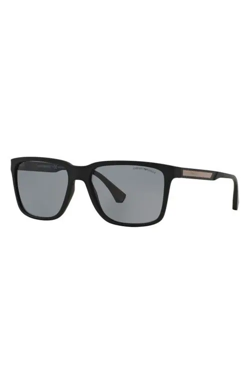 Emporio Armani 56mm Polarized Square Sunglasses - Black