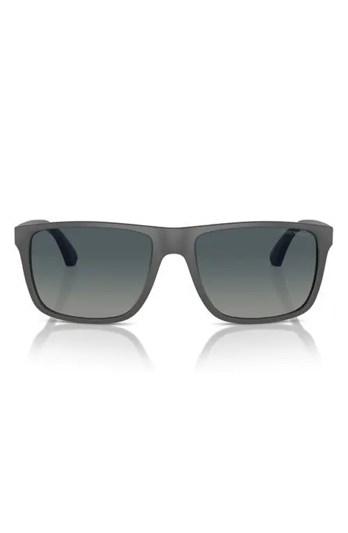 Emporio Armani 56mm Polarized Square Sunglasses - Grey/gradient Blue Polar