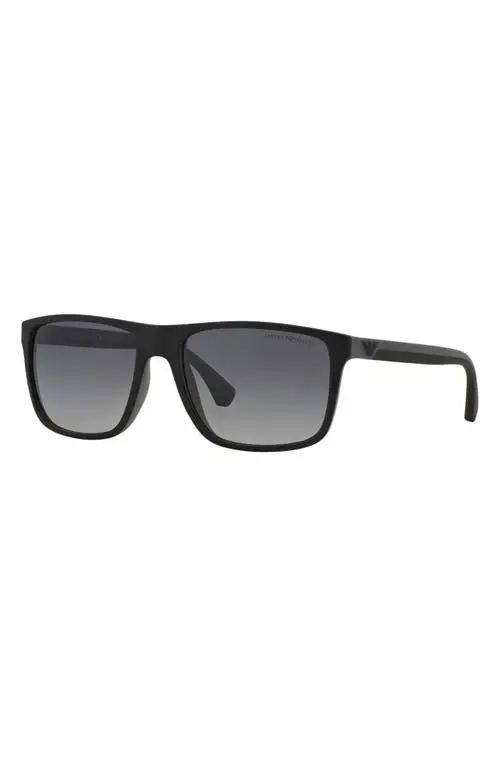 Emporio Armani 56mm Polarized Square Sunglasses - Polarized Black