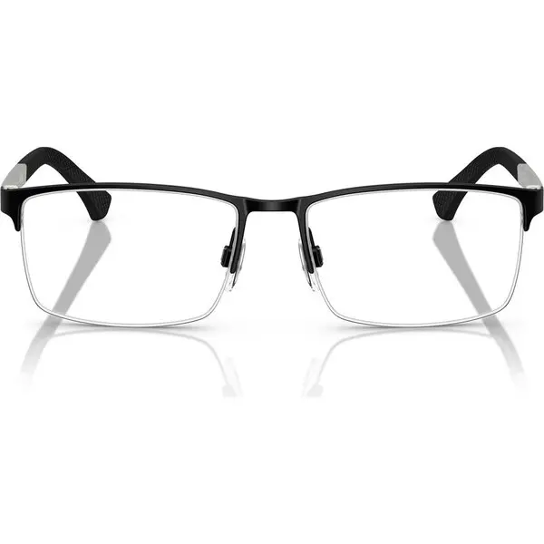 Emporio Armani Giorgio Armani Semirimless Rectangular Eyeglasses - Rubber Black/demo Lens