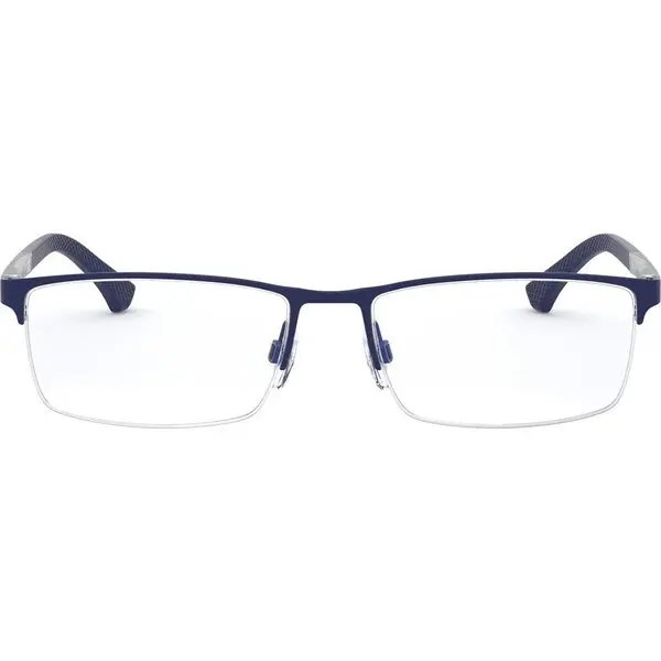 Emporio Armani Giorgio Armani Semirimless Rectangular Eyeglasses - Rubber Blue/demo Lens