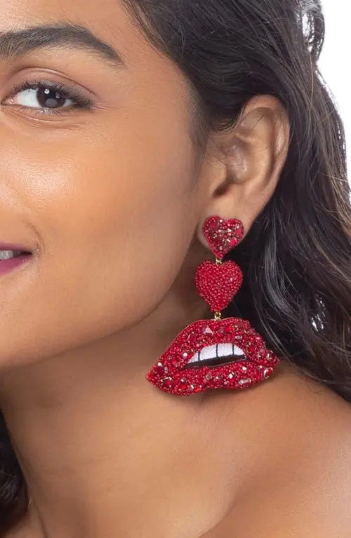 Deepa Gurnani Lips Drop Earrings