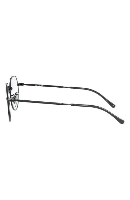 Ray-ban Jack 49mm Hexagonal Optical Glasses - Shiny Black