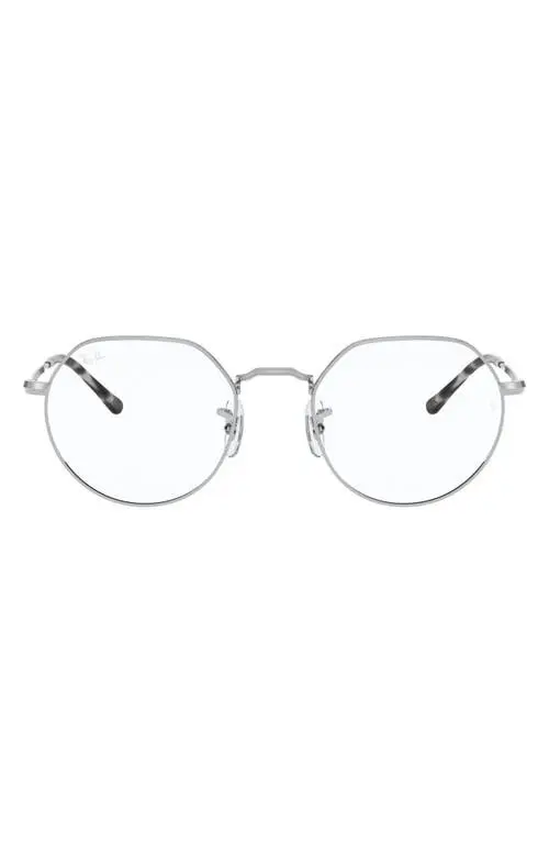 Ray-ban Jack 49mm Hexagonal Optical Glasses - Silver