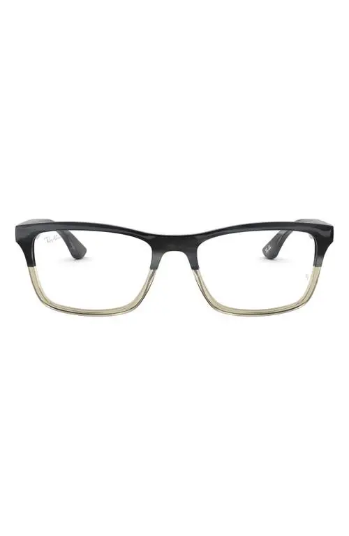 Ray-ban 53mm Rectangular Optical Glasses - Grey Horn