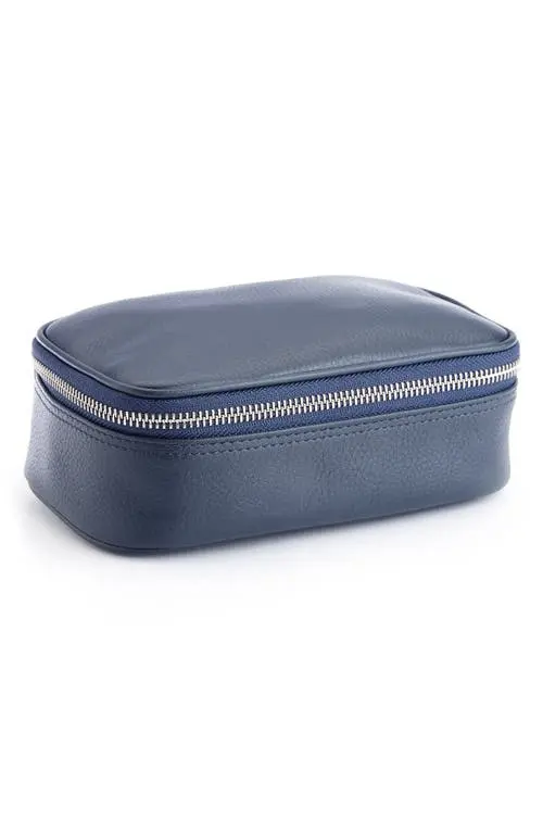 ROYCE NEW YORK Leather Tech Accessory Case - Navy Blue