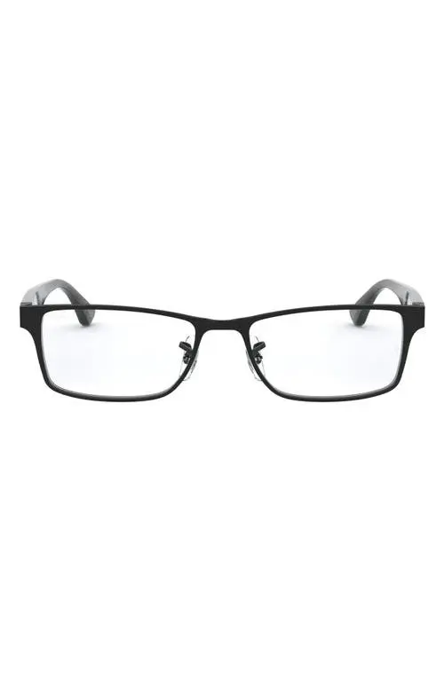 Ray-ban 55mm Rectangular Eyeglasses - Shiny Black