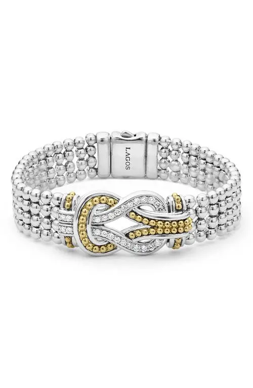 Lagos Newport Flat Beaded Bracelet - Diamond