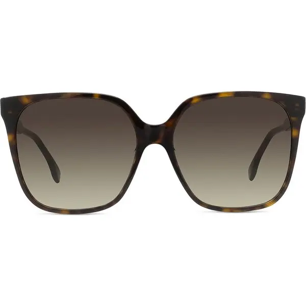 Fendi 59mm Geometric Sunglasses - Dark Havana / Gradient Brown