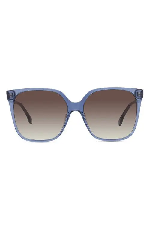 Fendi 59mm Geometric Sunglasses - Shiny Blue / Gradient Brown