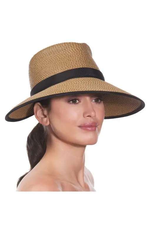 Eric Javits Sun Crest Packable Fedora Visor - Natural/black