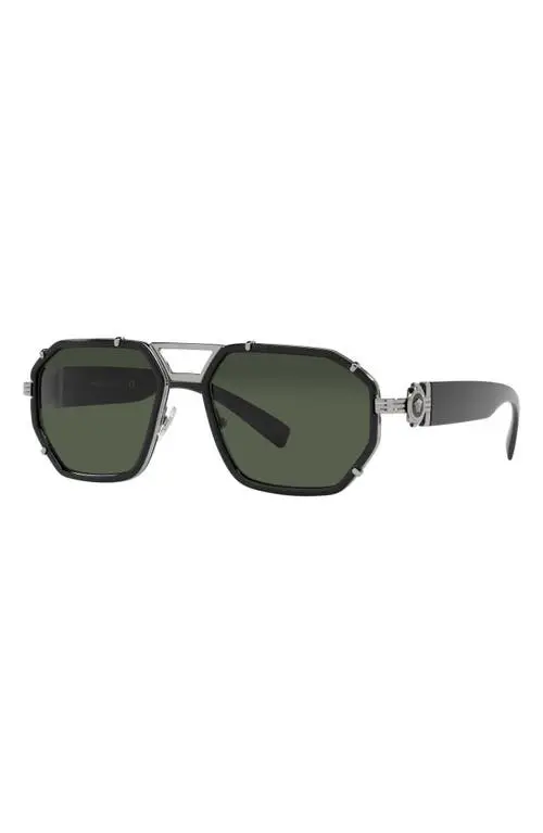 Versace 58mm Aviator Sunglasses - Black Crystal