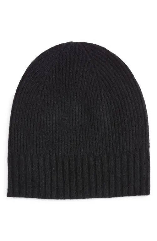 Nordstrom Ribbed Cashmere Beanie - Black Rock