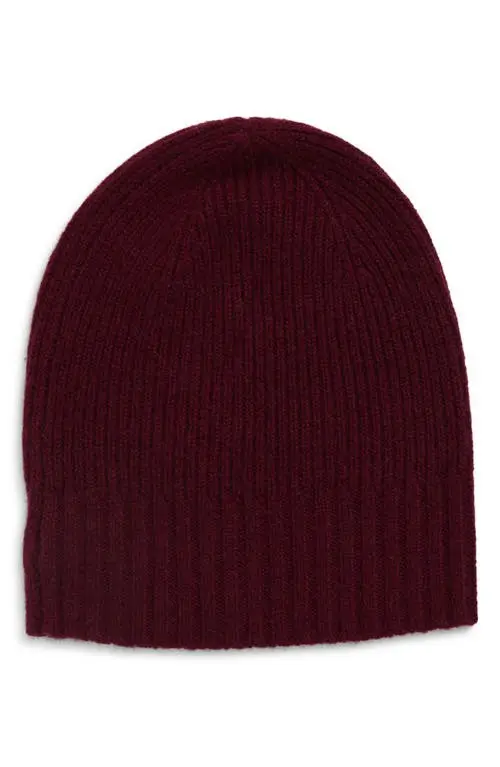 Nordstrom Ribbed Cashmere Beanie - Burgundy Field