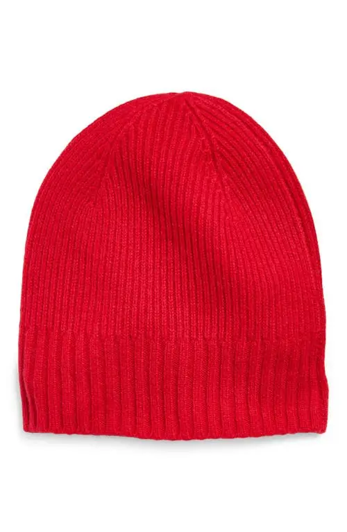 Nordstrom Ribbed Cashmere Beanie - Red Lychee