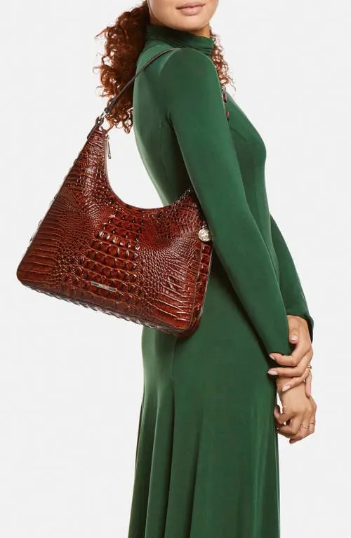Brahmin Tabitha Croc Embossed Leather Shoulder Bag - Ginger