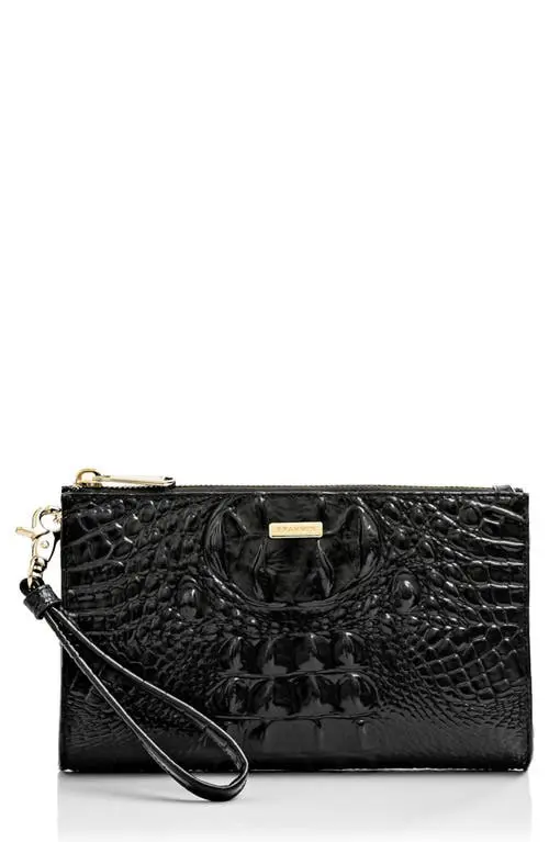 Brahmin Daisy Croc Embossed Wristlet - Black