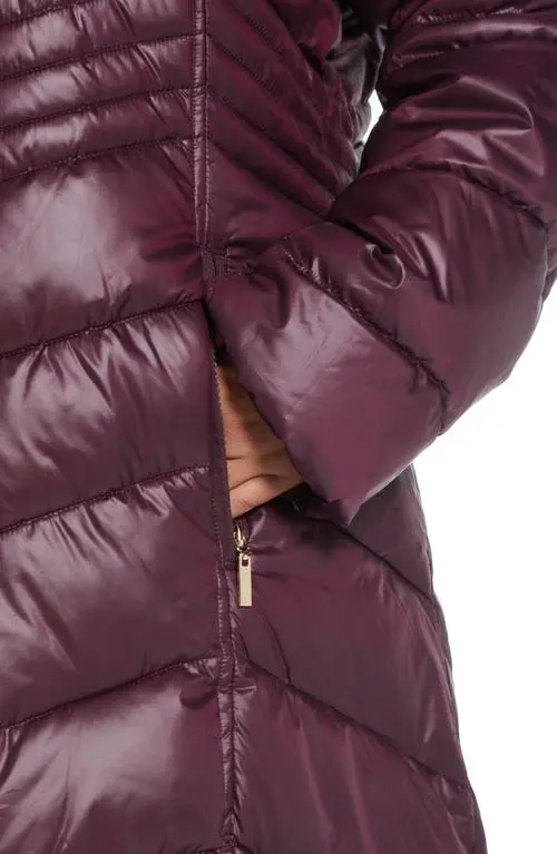 Gallery Hooded Maxi Puffer Coat With Faux Fur Trim - Port