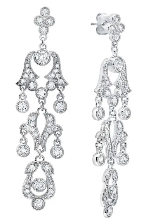 CRISLU X Andrew Prince Crystal Drop Earrings - Platinum