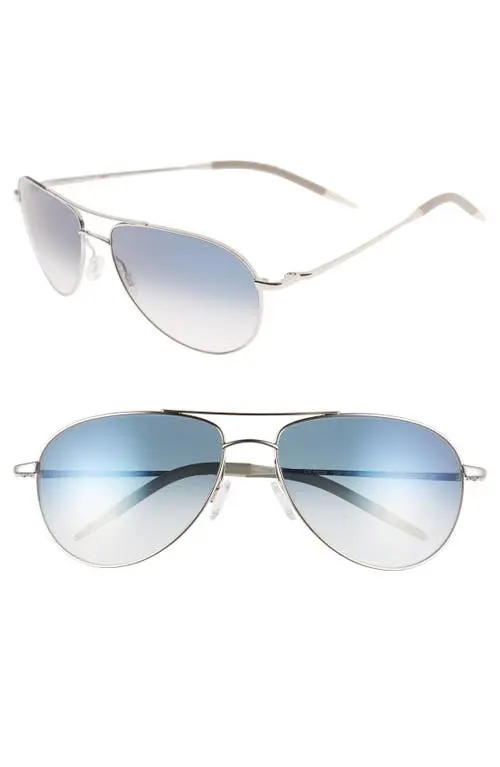 Oliver Spencer Benedict 59mm Aviator Sunglasses - Silver/chrome Sapphire