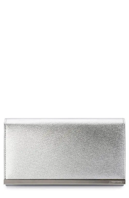 OLGA BERG Maddie Metallic Embossed Foldover Clutch