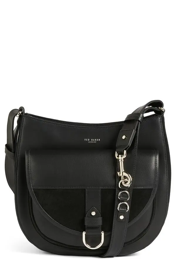 Ted Baker London Equa Leather Hobo Bag - Black
