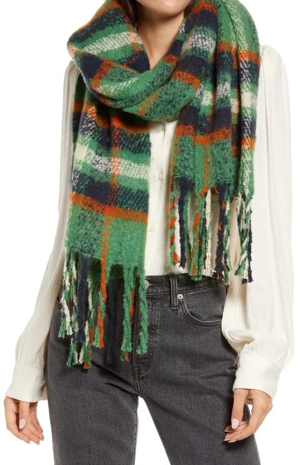 Treasure & Bond Exaggerated Plaid Scarf - Green Jay Plaid