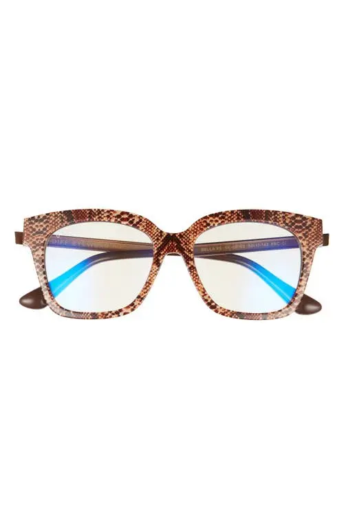 DIFF Eyewear Bella 50mm Round Blue Light Blocking Glasses - Snake Skin