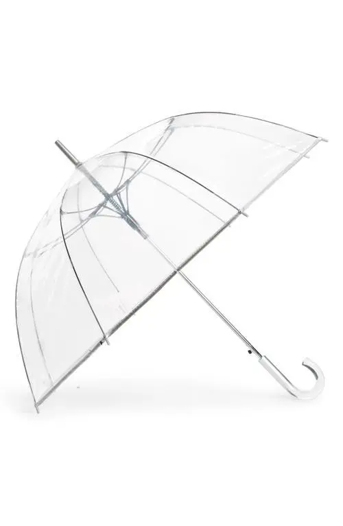 SHEDRAIN Auto Open Stick Clear Dome Umbrella - Clear Silver
