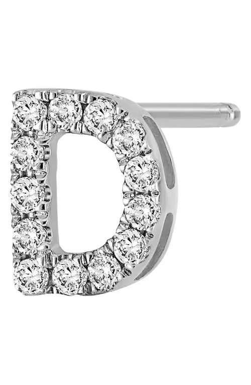 Bony Levy Single Initial Diamond Stud Earring - 18k White Gold