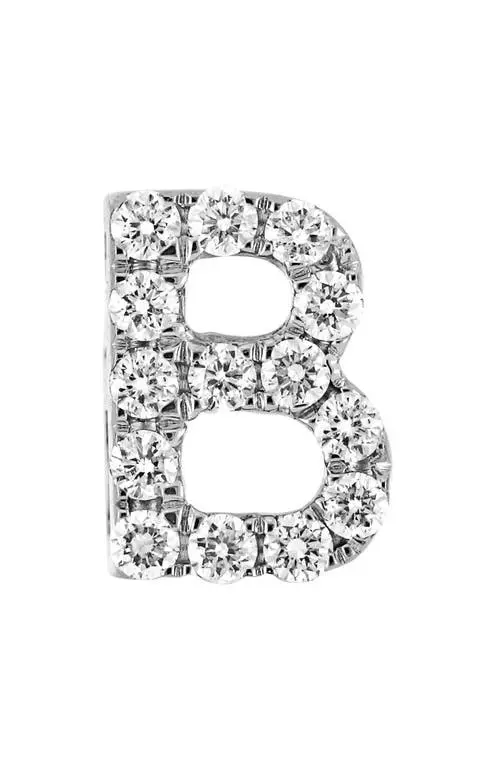 Bony Levy Single Initial Diamond Stud Earring - White Gold/ B
