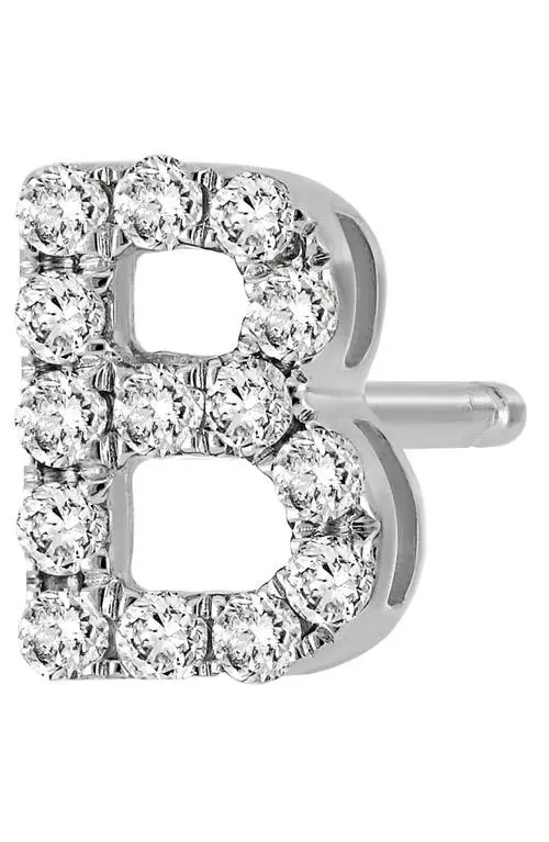 Bony Levy Single Initial Diamond Stud Earring - White Gold/ B