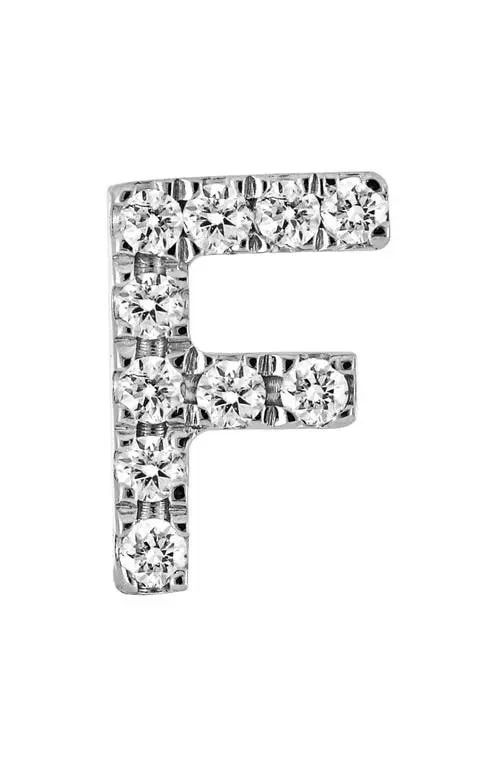 Bony Levy Single Initial Diamond Stud Earring - White Gold/ F