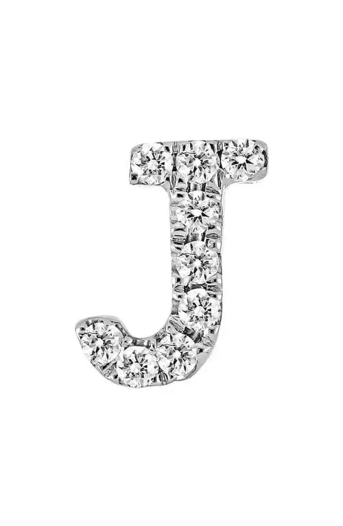 Bony Levy Single Initial Diamond Stud Earring - White Gold/ J