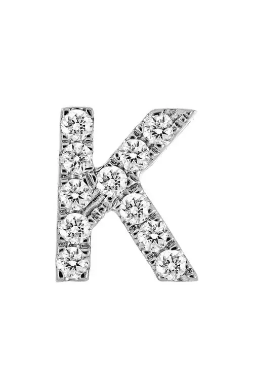Bony Levy Single Initial Diamond Stud Earring - White Gold/ K