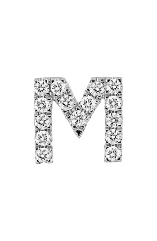 Bony Levy Single Initial Diamond Stud Earring - White Gold/ M