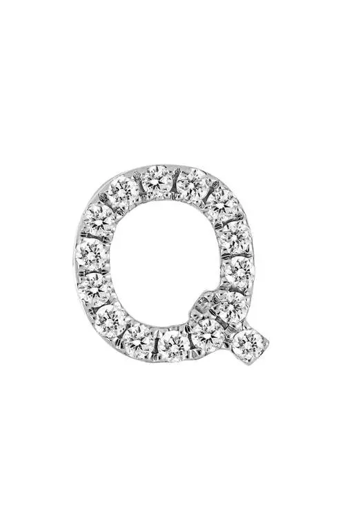 Bony Levy Single Initial Diamond Stud Earring - White Gold/ Q
